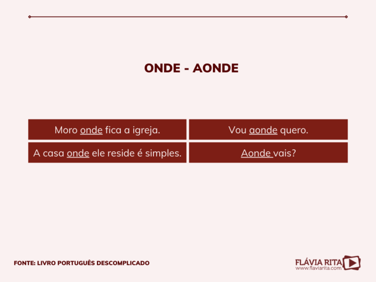 ONDE X AONDE: quando usar? - Blog Flávia Rita